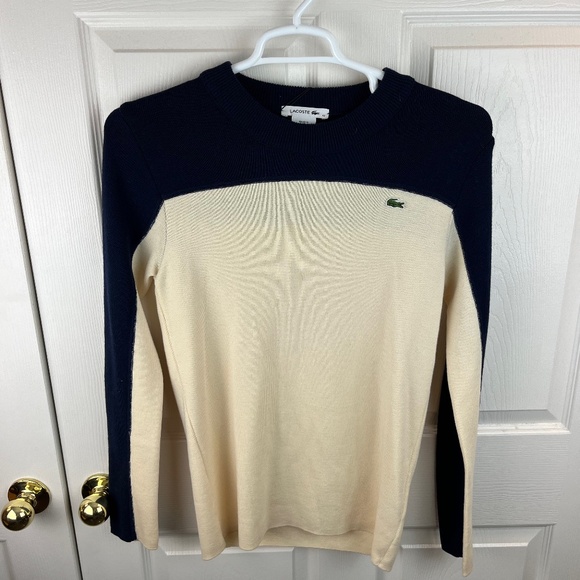 Lacoste | Sweaters | Lacoste Extra Fine Merino Wool Sweater Colorblock ...